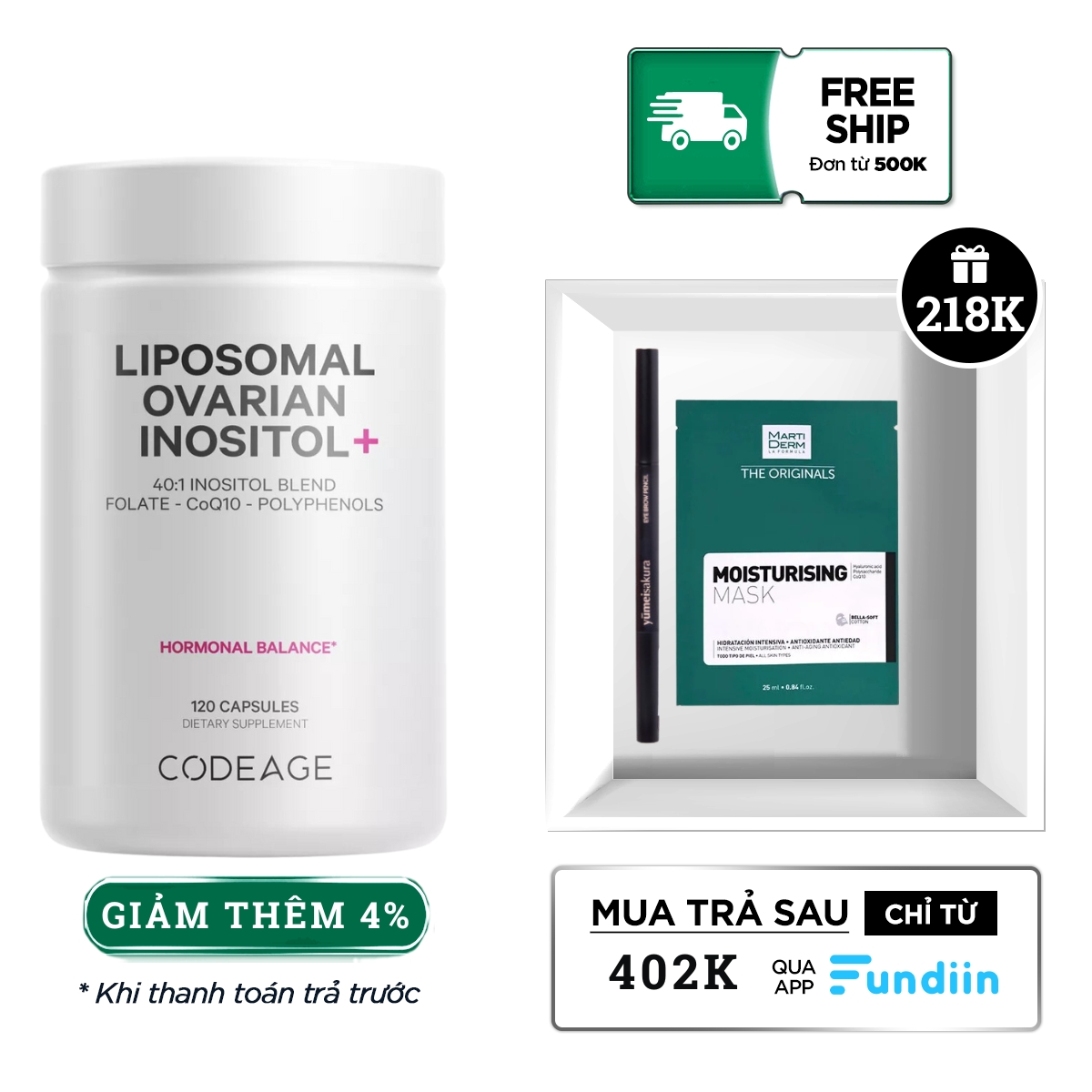 Codeage Liposomal Ovarian Inositol Powder Myo Inositol 45 Off