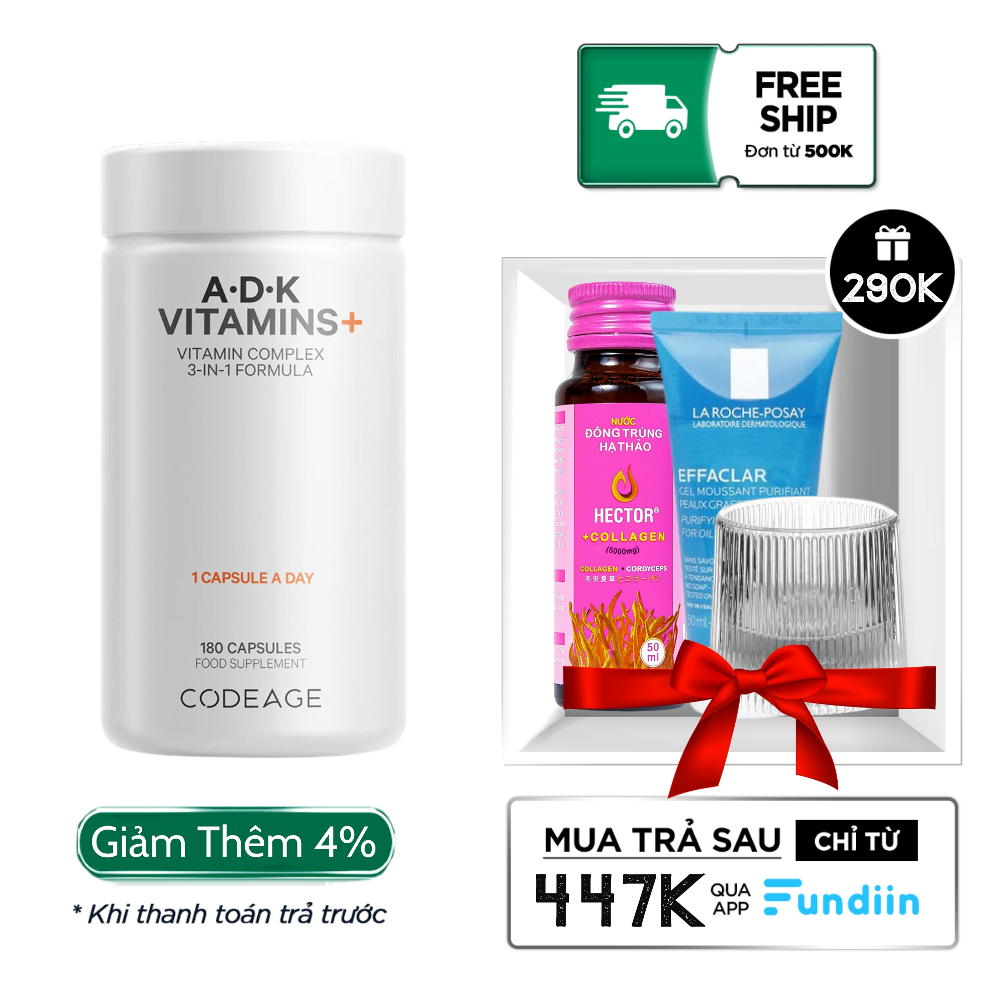 Viên uống tăng cường sức khỏe Codeage ADK Vitamins