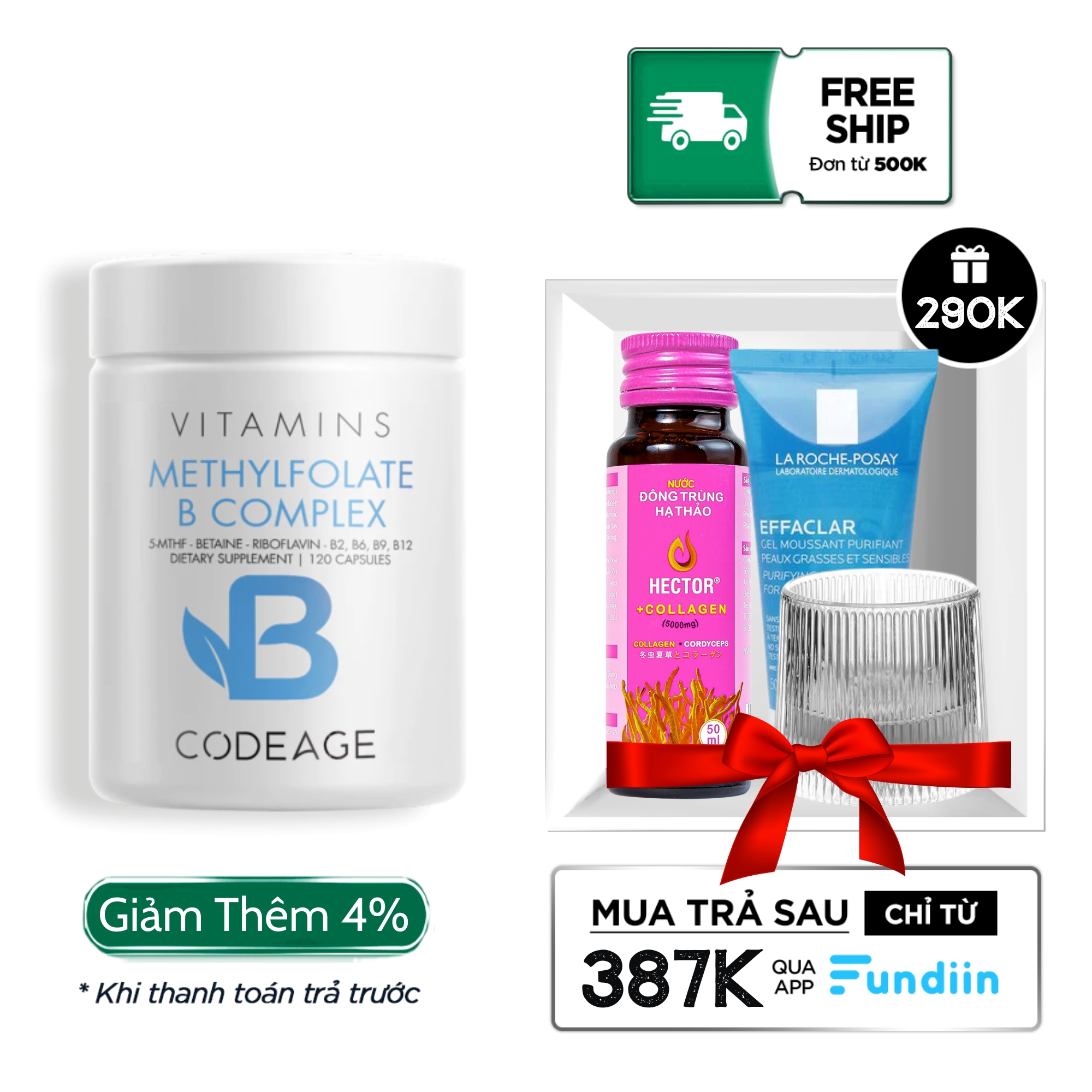 Viên uống bổ sung Vitamin B Codeage Methyl Folate B + Vitamins